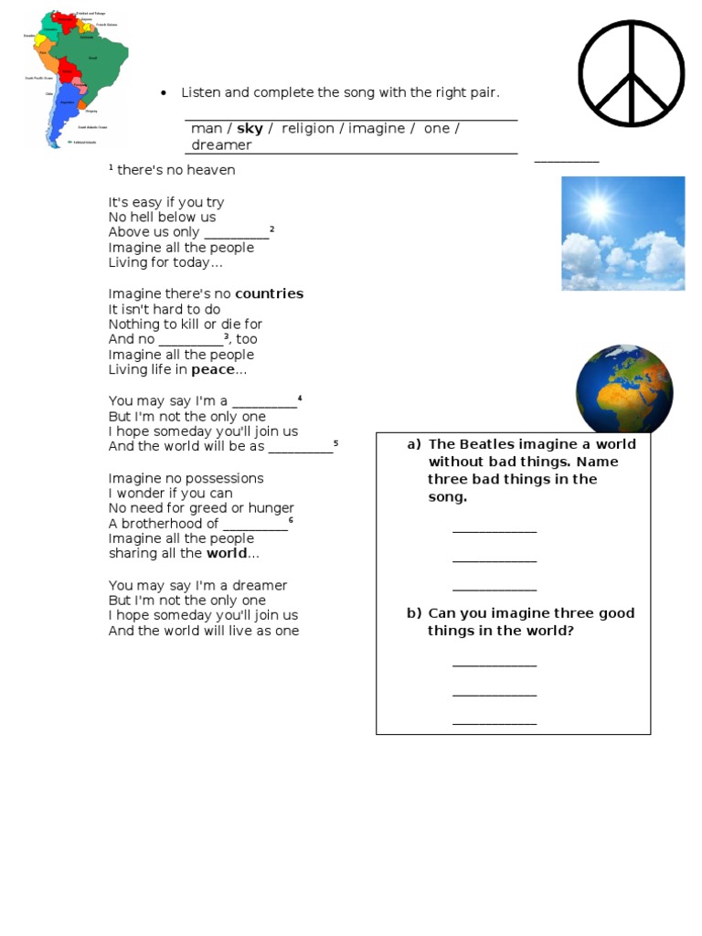 Complete the Lyrics Activity | PDF | Language Arts & Discipline