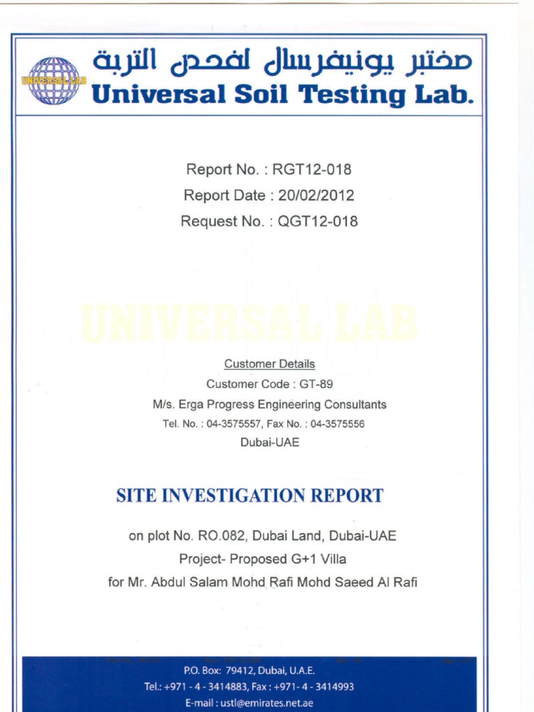 Soil Report | PDF | Geotechnical Engineering | Drilling Rig