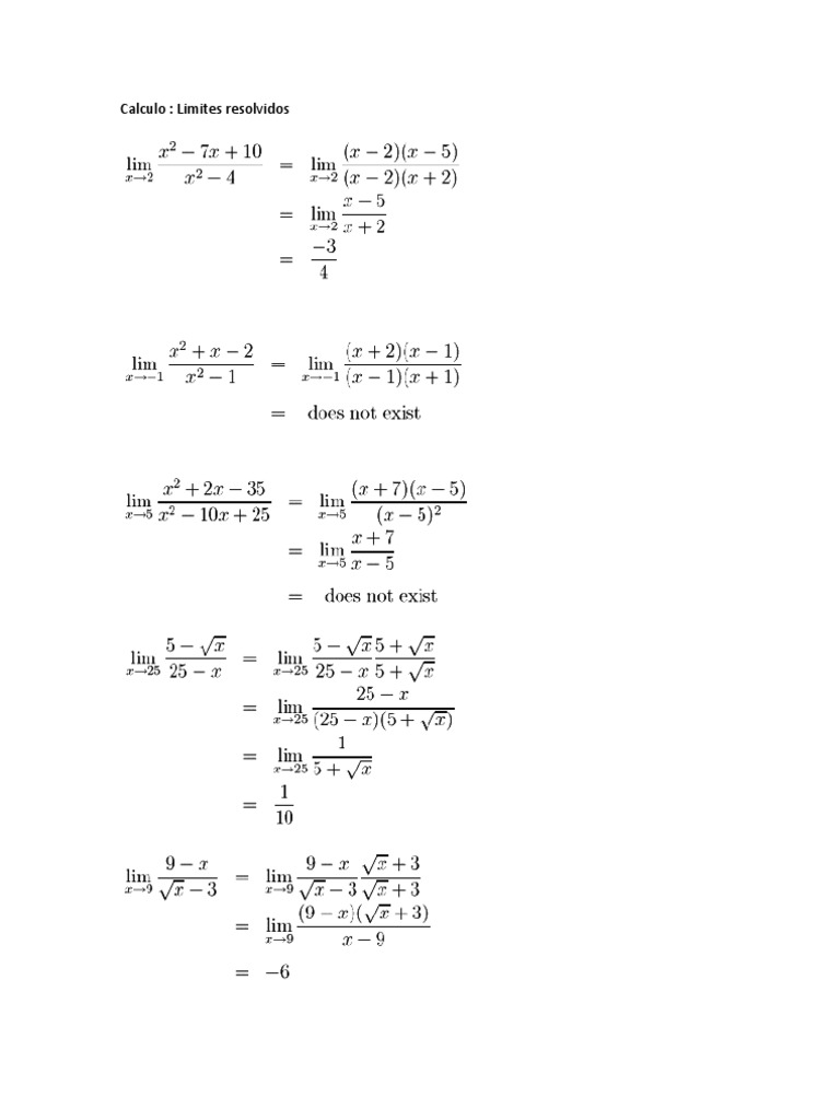 Calculo: limites exercicios resolvidos | Analise matemática | Cálculo