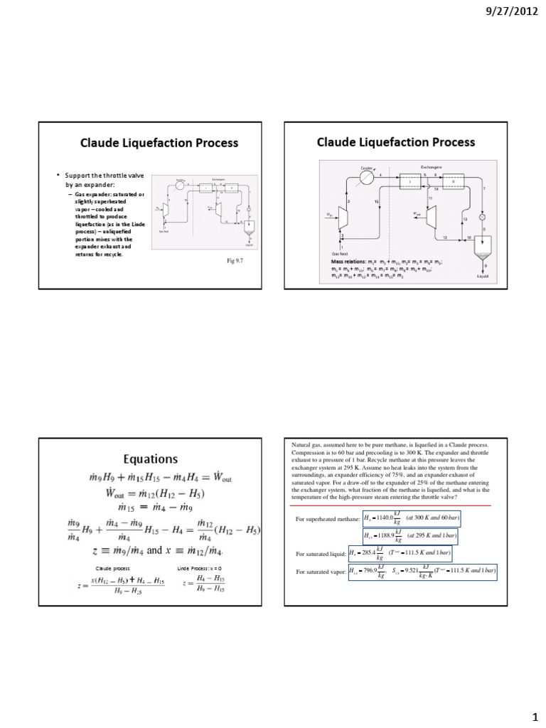 Claude Liquefaction Process Claude Liquefaction Process: Equations ...