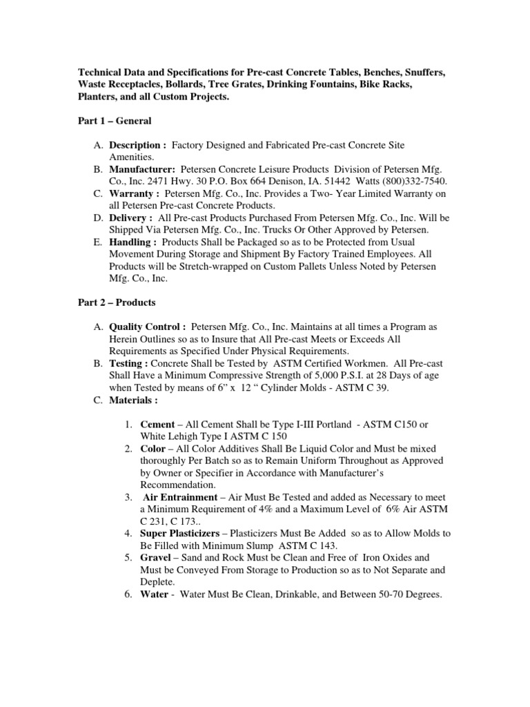 Planter Specification | PDF | Precast Concrete | Concrete