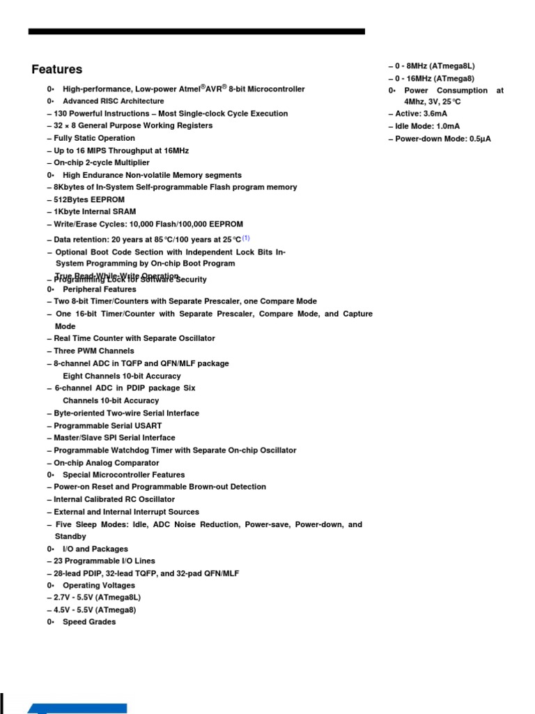 Features: 0 - Advanced RISC Architecture | PDF | Microcontroller ...