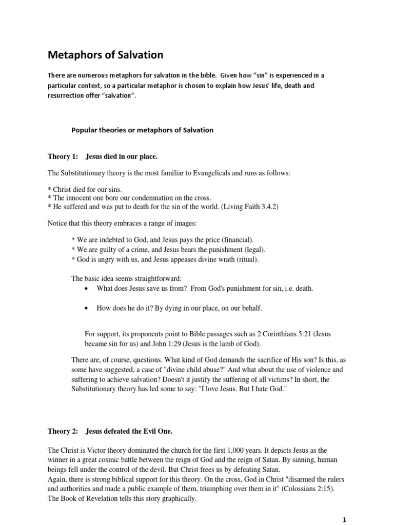 Metaphors of Salvation | Jesus | Religious Behaviour And Experience