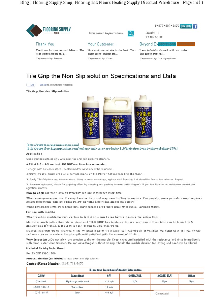Tile Grip the Non Slip solution Specifications and Data: Thank You Your ...