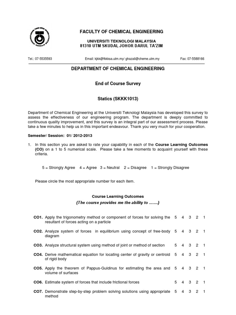 Course Exit Survey | PDF | Engineering | Learning