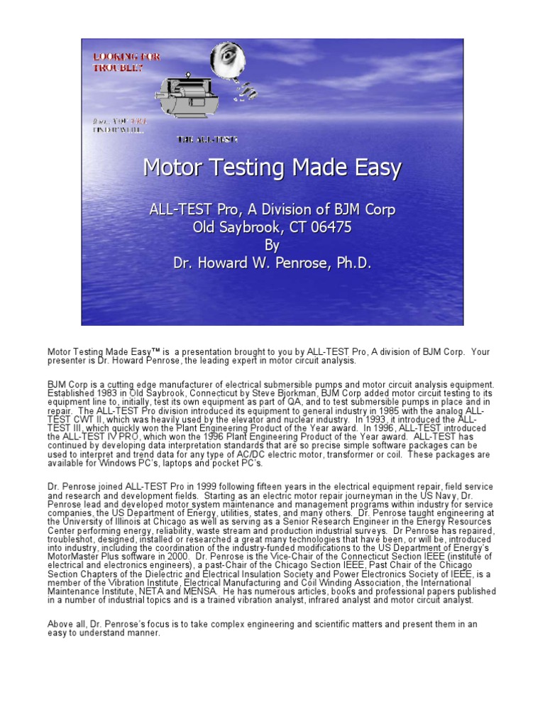 Motor Testing | PDF | Transformer | Electrical Impedance