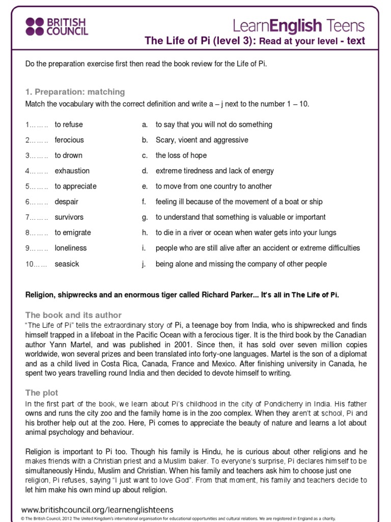 The Life of Pi Level 3-Text and Prep 0 PDF | PDF