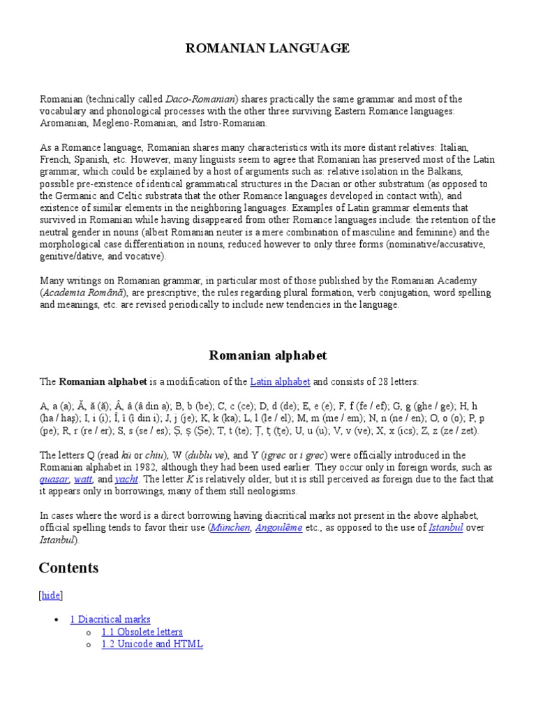 Romanian Language: Latin Alphabet | PDF | Foreign Language Studies