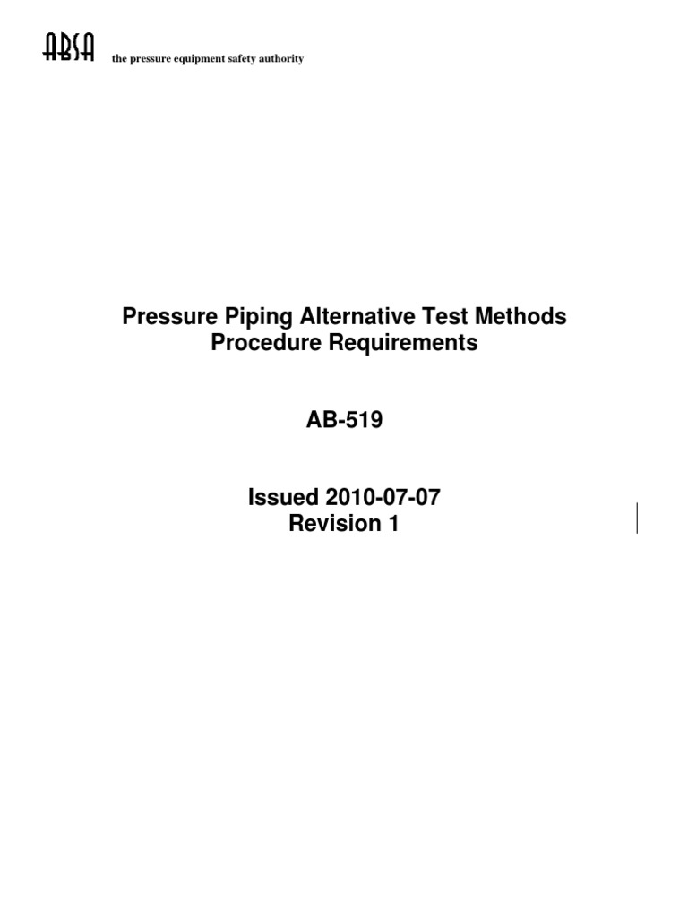 Pressure Piping Alternative Test Methods Procedure Requirements | PDF