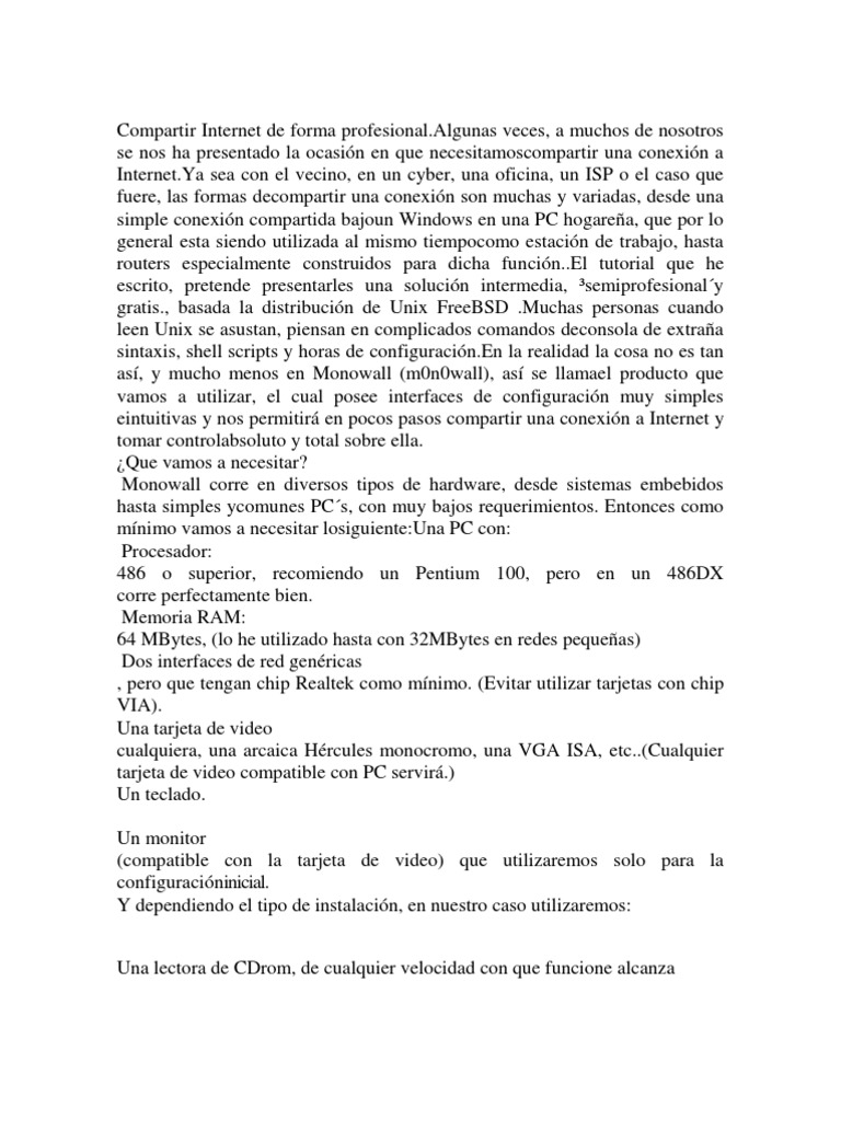 Guia Instalacion y Configuracion de Monowall | PDF | Dirección IP | Red ...