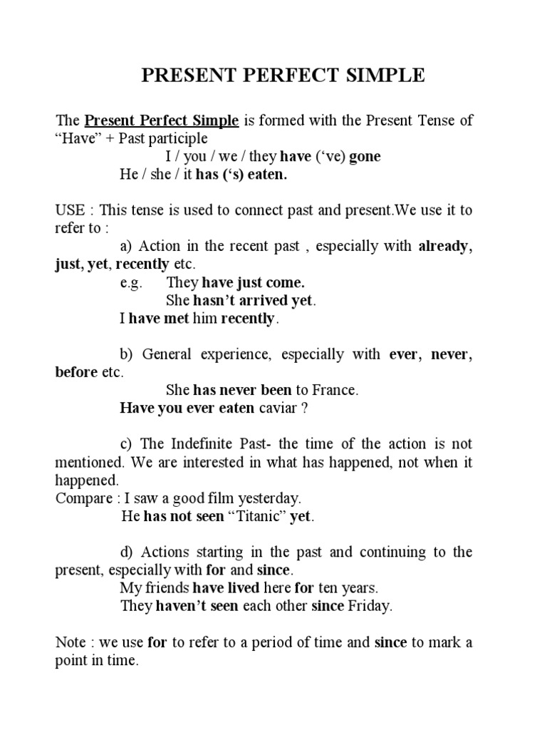 Present Perfect in English | PDF | Perfect (Grammar) | Grammatical Tense