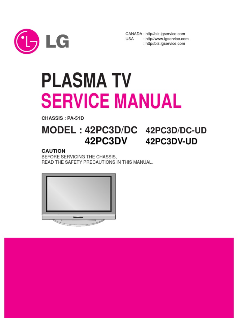 LG 42PC3D/50PC3D Service Manual | PDF | Hdmi | Set Top Box