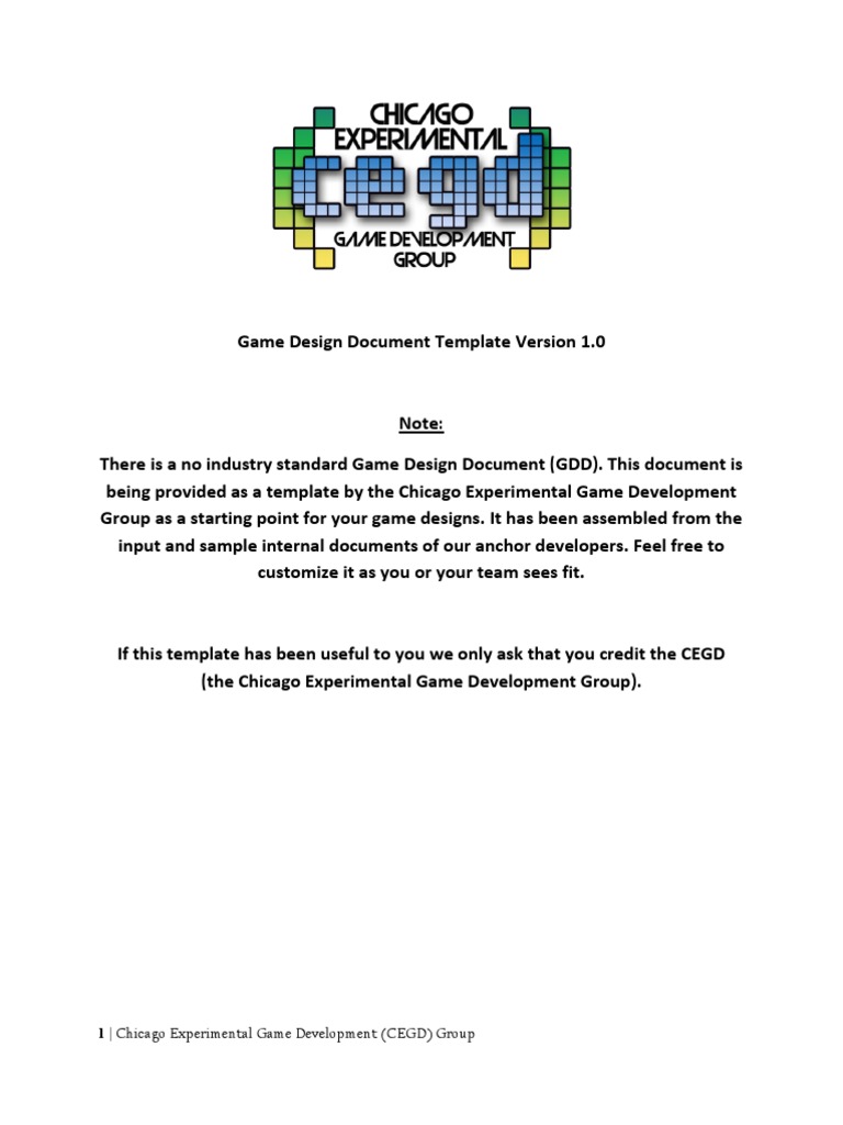 CEGD Game Design Document Template V 1.0 | PDF | Video Game Development ...