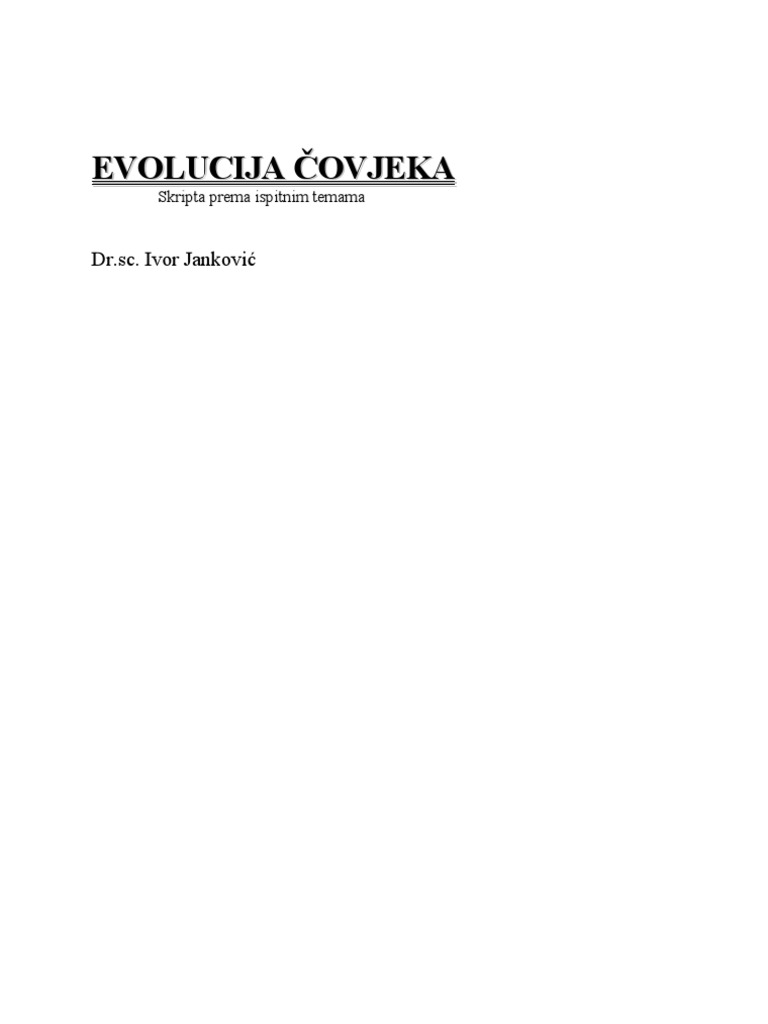 Evolucija Čovjeka Skripta | PDF