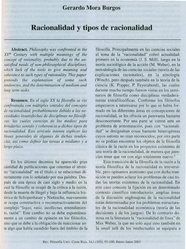 Racionalidad y Tipos de Racionalidad | PDF | Racionalidad | Razón