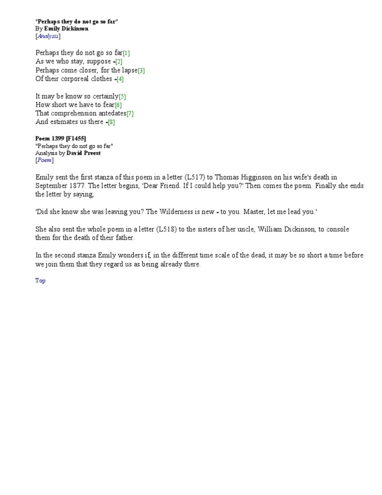 Emily Dickinson Poem 1399 Analysis | PDF | Poetry