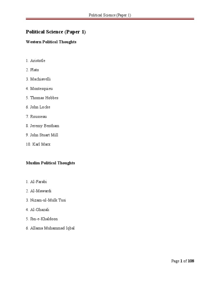 Pol Science Notes | PDF | Plato | Separation Of Powers