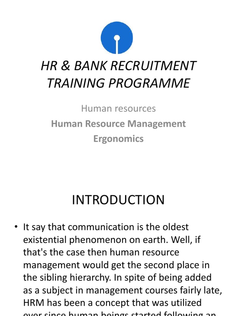 HR & Bank Recruitment Training Programme: Human Resource Management ...