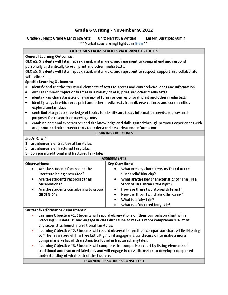 Grade 6 Writing - November 9, 2012: Outcomes From Alberta Program of ...