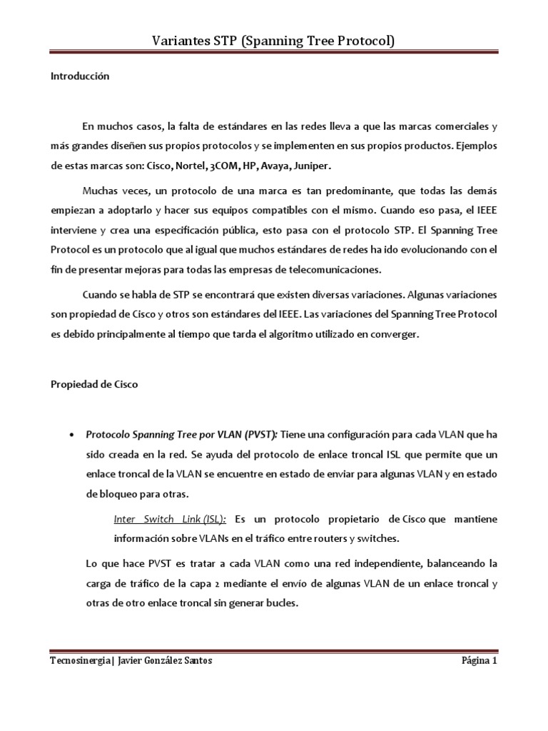 Variantes STP | Estándares informáticos | Red de arquitectura