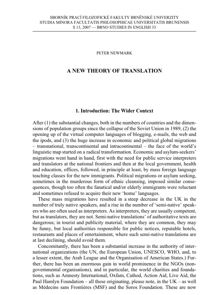 A New Theory of Translation - Peter Newmark | PDF | Translations | Poetry