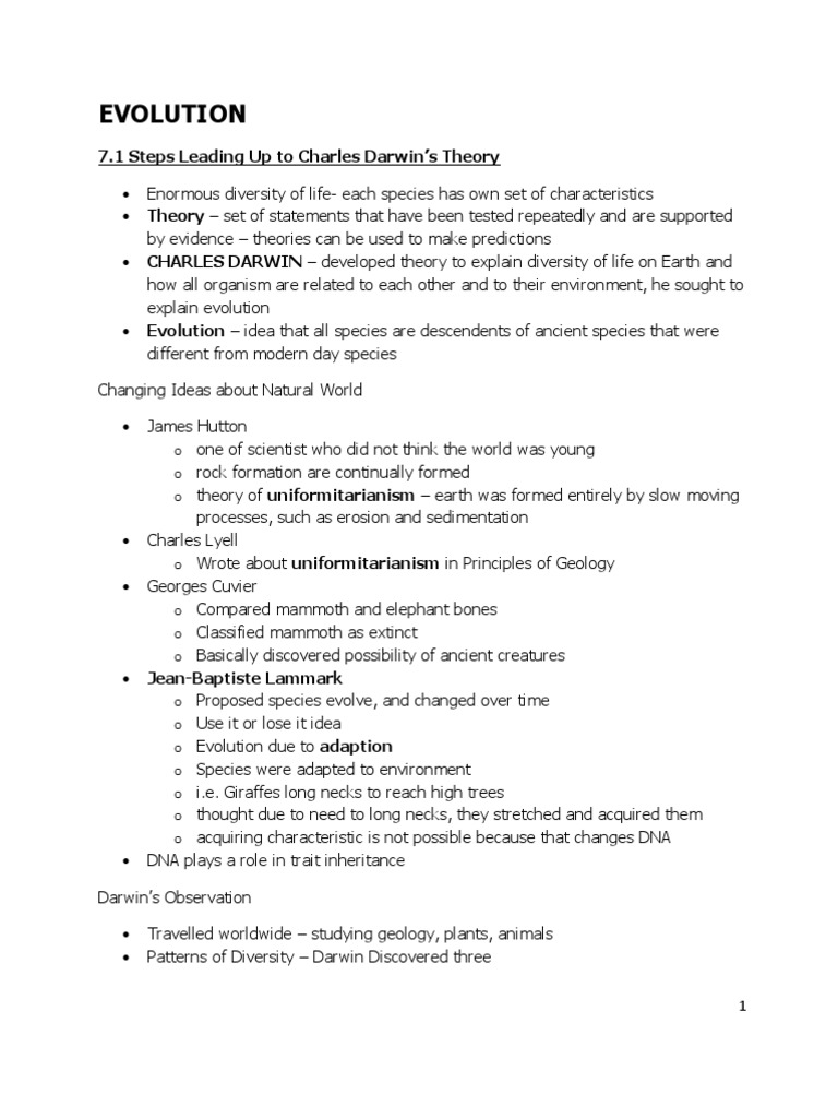Biology 11 EVOLUTION Notes | PDF | Natural Selection | Evolution