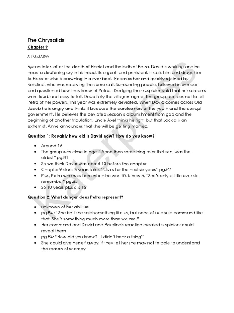 Chapter 9 Summary of The Chrysalids | PDF