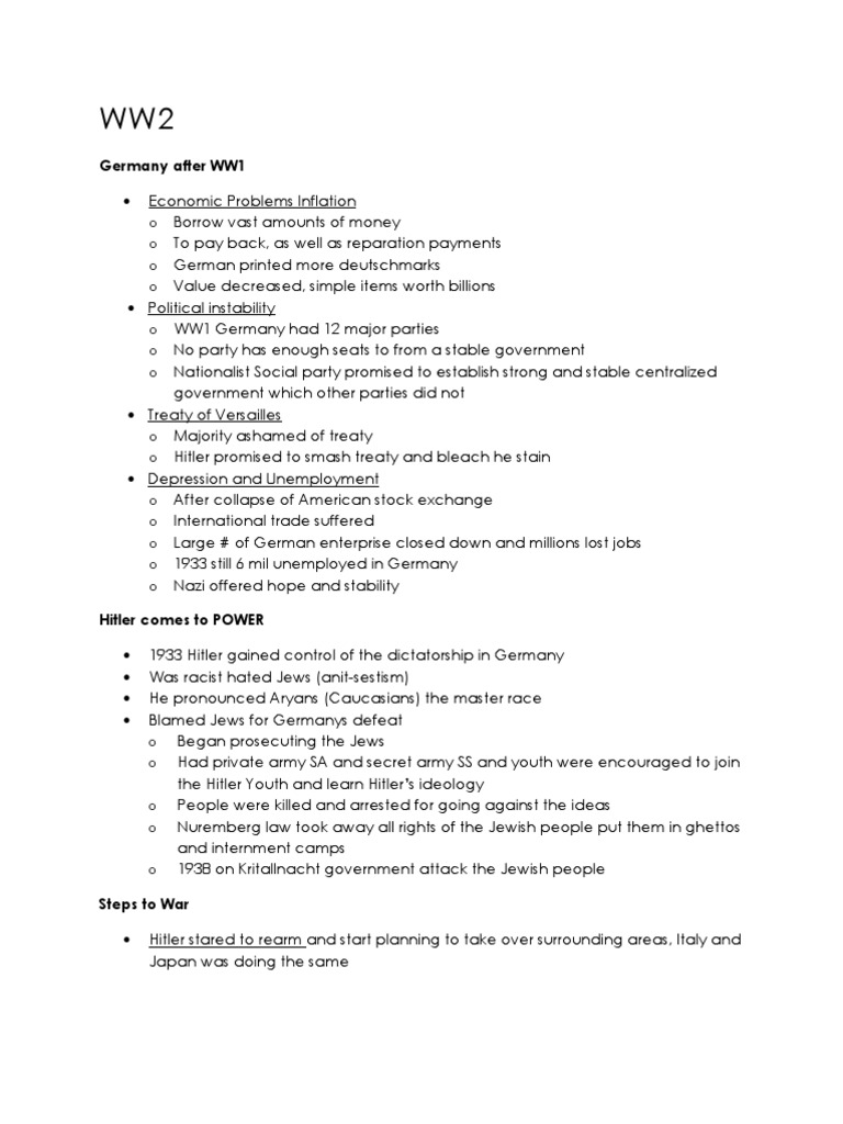 Causes and Events of World War II | PDF | Adolf Hitler | World War II