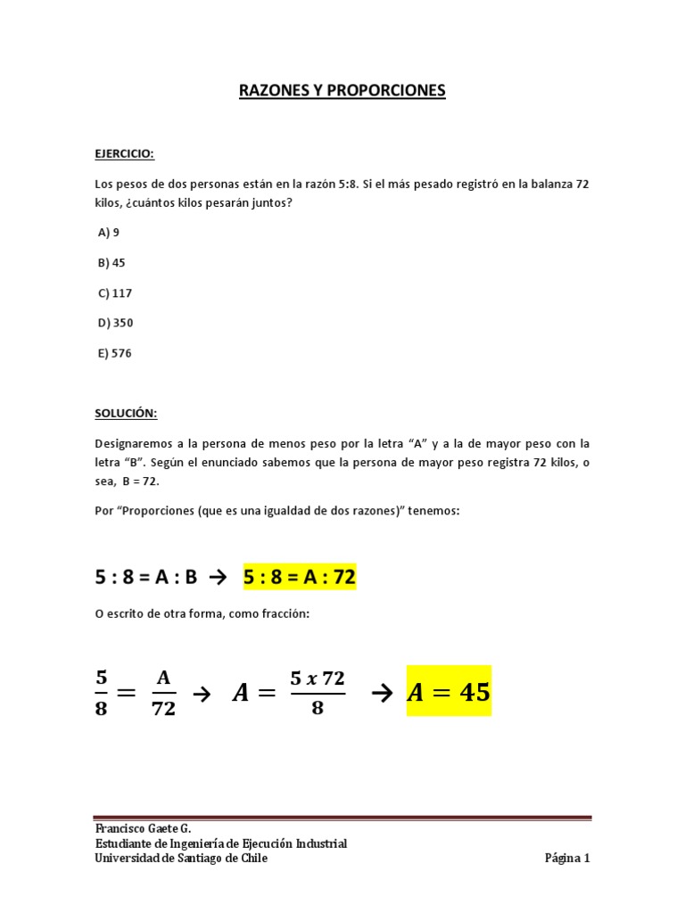 Razones y Proporciones | PDF