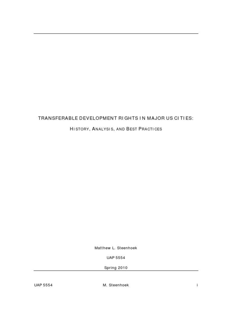 Transferable Development Rights in Major US Cities - History, Analysis ...
