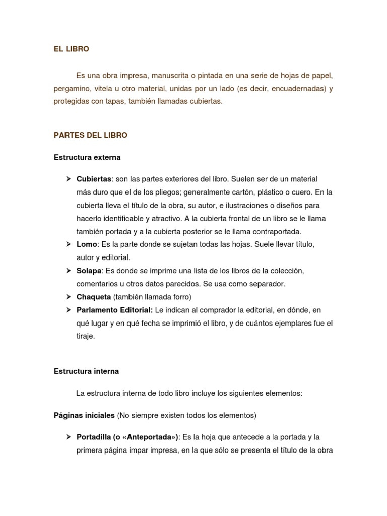 Partes y Estructura de un Libro | PDF | Libros | Publicación