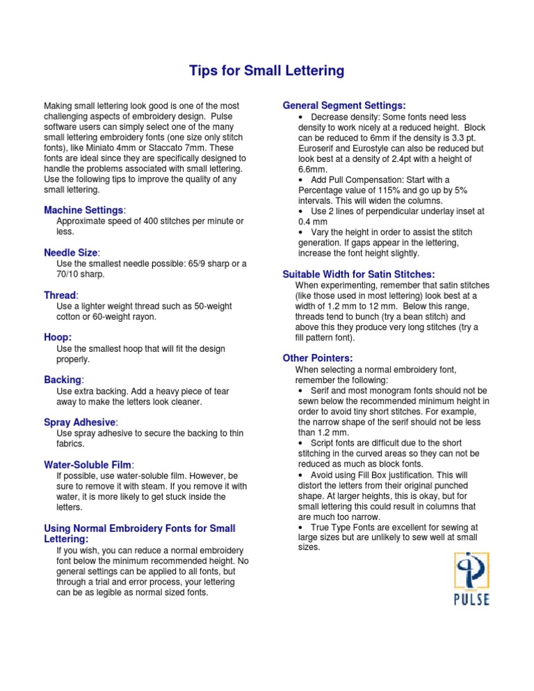 Tips For Small Lettering | PDF | Typefaces | Embroidery