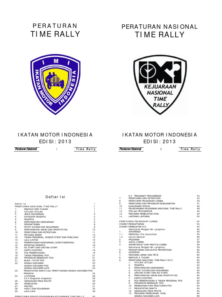 Peraturan Nasional Imi - Time Rally 2013 | PDF