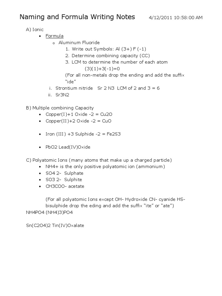 Ionic Compound Naming Guide | PDF