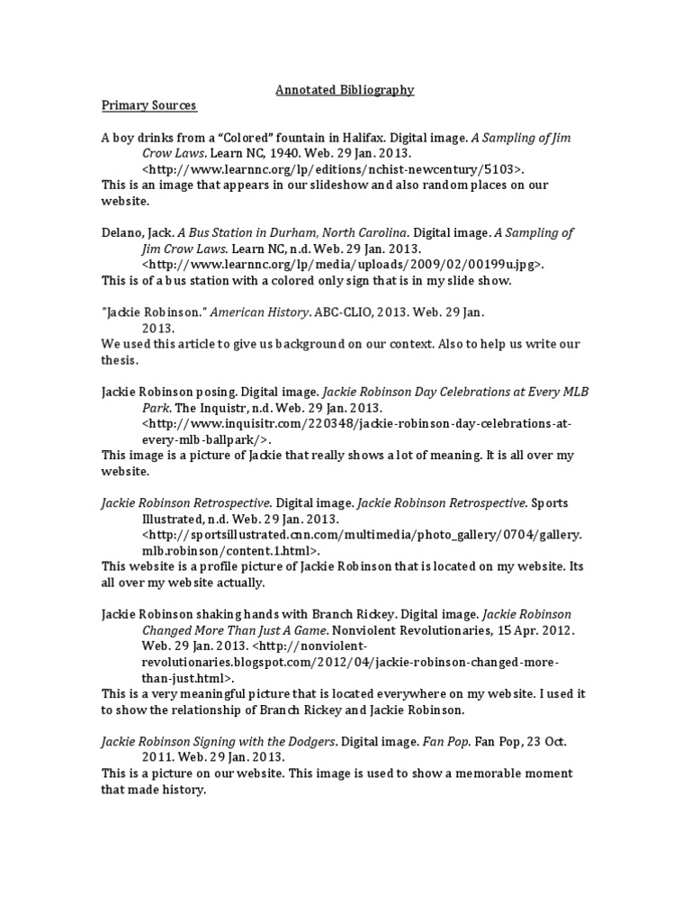 Annotated Bibliography | PDF | Jackie Robinson | Wikipedia