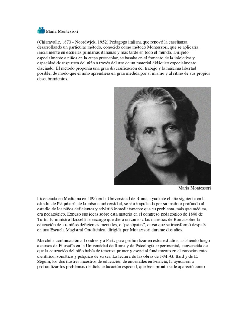 Maria Montessori | Educación Montessori | Cognición