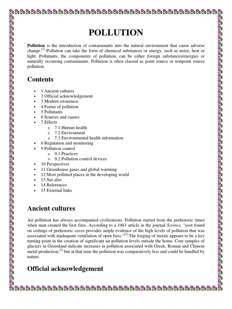 POLLUTION | PDF | Environmental Health | Pollution