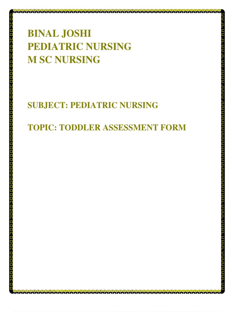 Toddler Assessment Form | PDF | Wellness