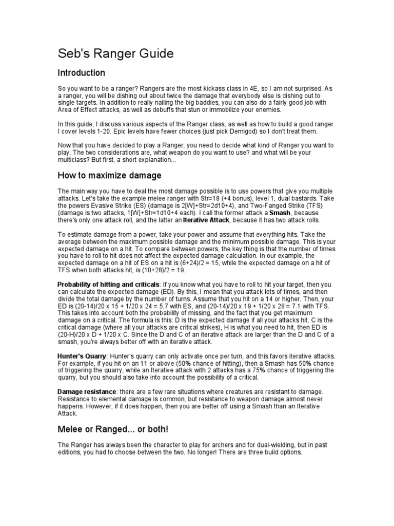 Ranger Guide | PDF | Role Playing Games | Dungeons & Dragons