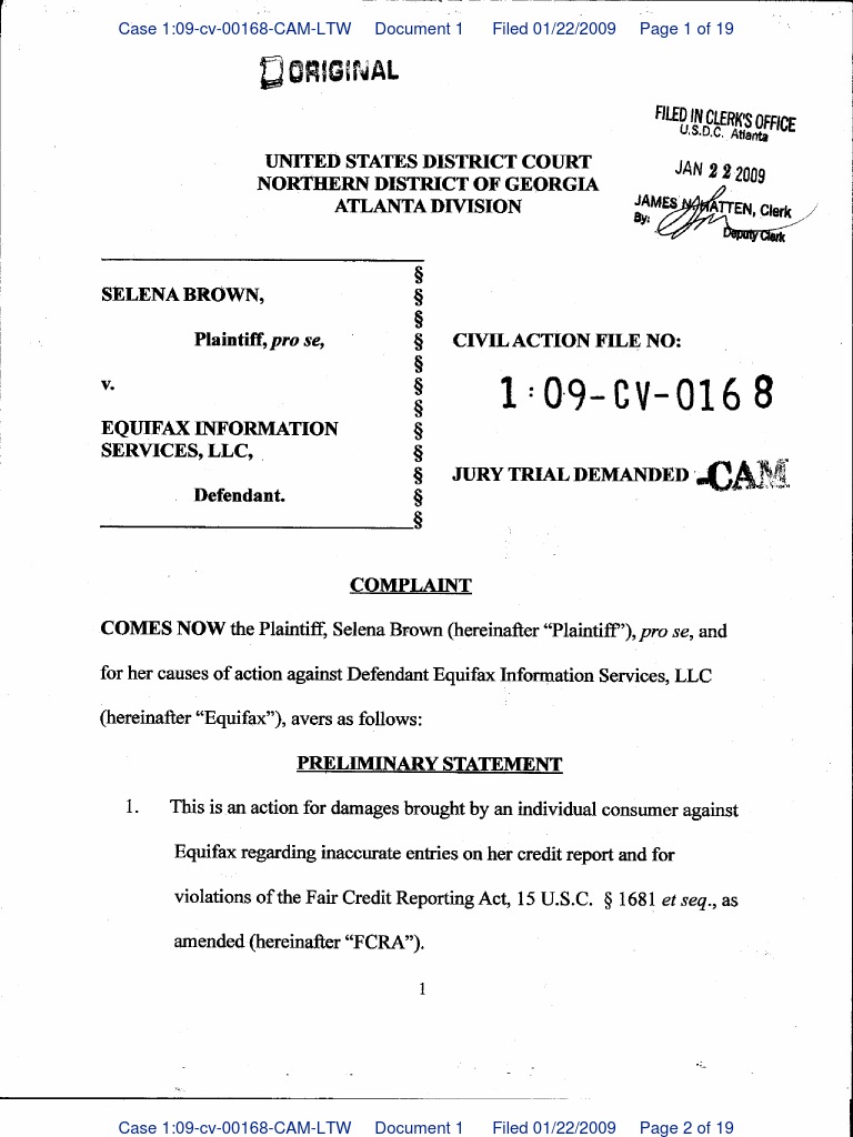 Lawsuit Against Equifax | PDF | Credit History | Identity Theft Lawsuit Against Equifax | PDF | Credit History | Identity Theft