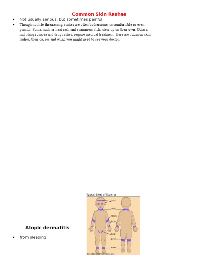 Dermatology Common Skin Rashes | PDF