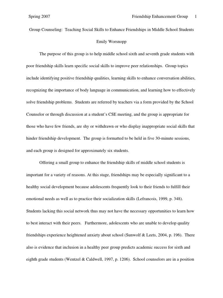 Group Counseling Handout | PDF | Friendship | Body Language