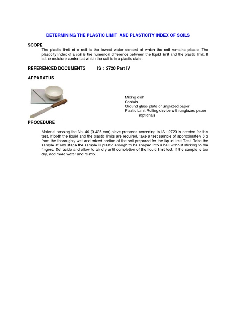 Plastic Limit and Index Testing Guide | PDF | Materials | Physical Sciences