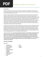 Lab Report - Investigation of The Effects of Temperature On Enzyme ...