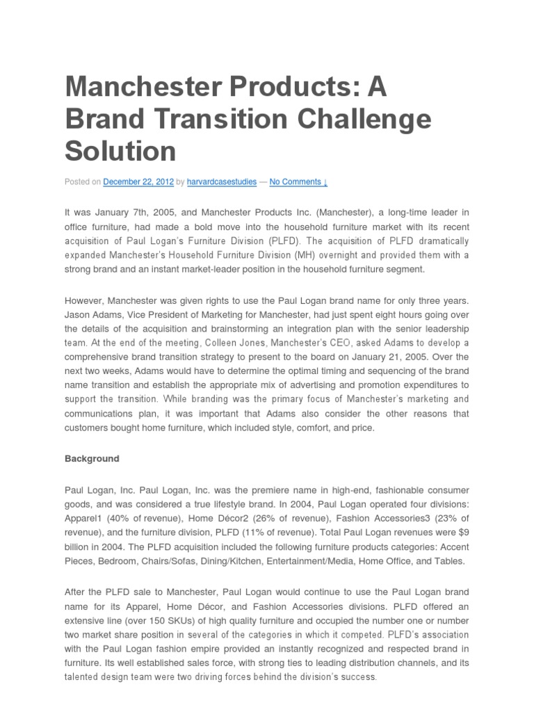 Manchester Products Brand Transition Strategy | PDF | Retail | Brand