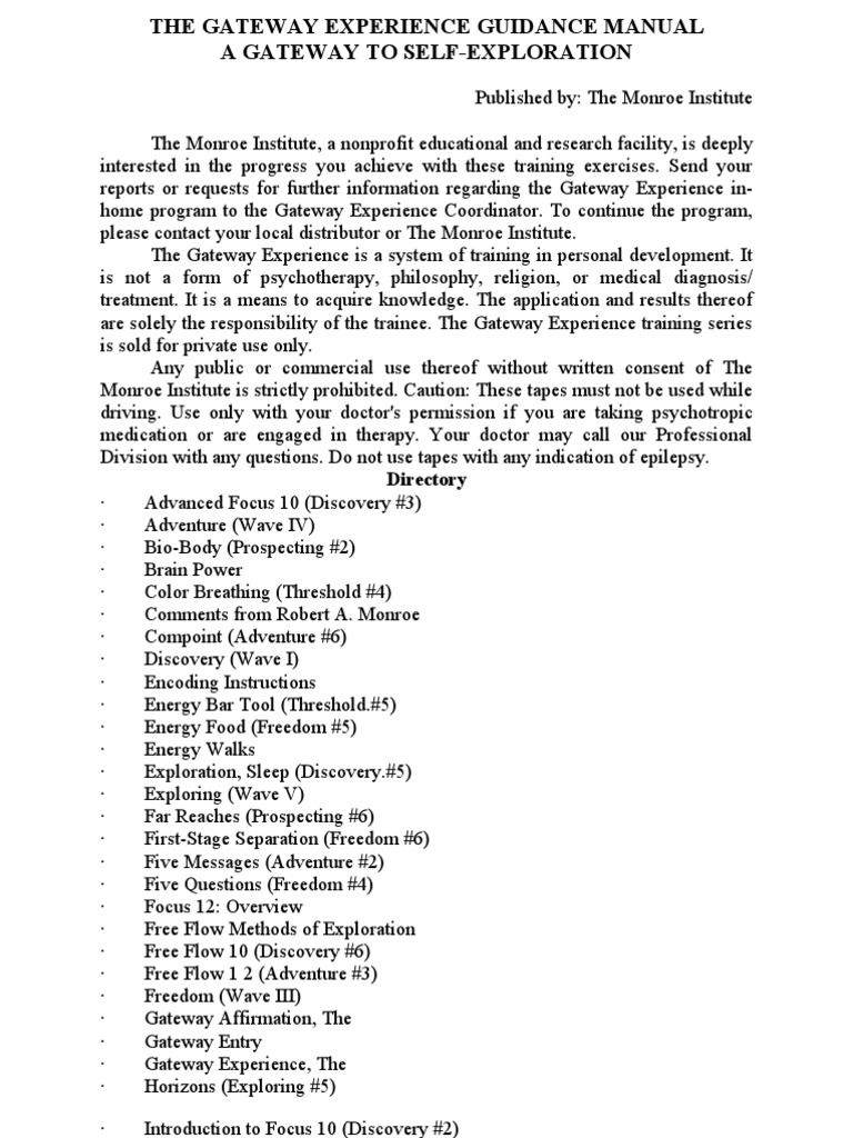 The Gateway Experience Guidance Manual | PDF | Lateralization Of Brain ...