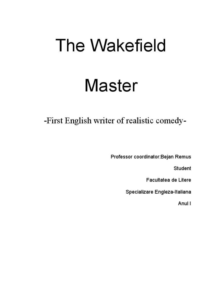 The Wakefield Master | PDF | Performing Arts | Entertainment