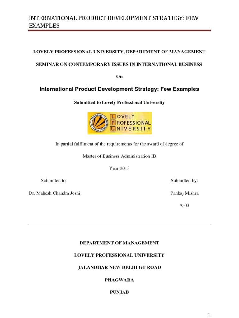 International Product Development Strategy: Few Example | PDF ...