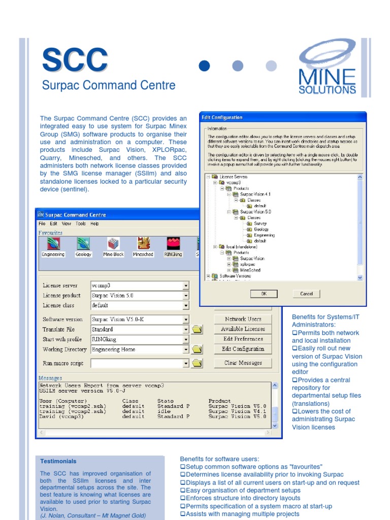 Surpac Command Centre: Testimonials | PDF | Server (Computing) | Software