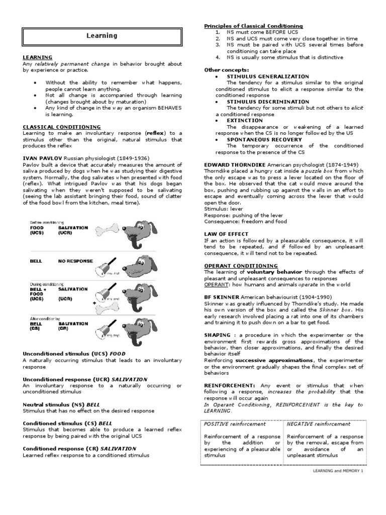 Learning and Memory | PDF | Classical Conditioning | Memory